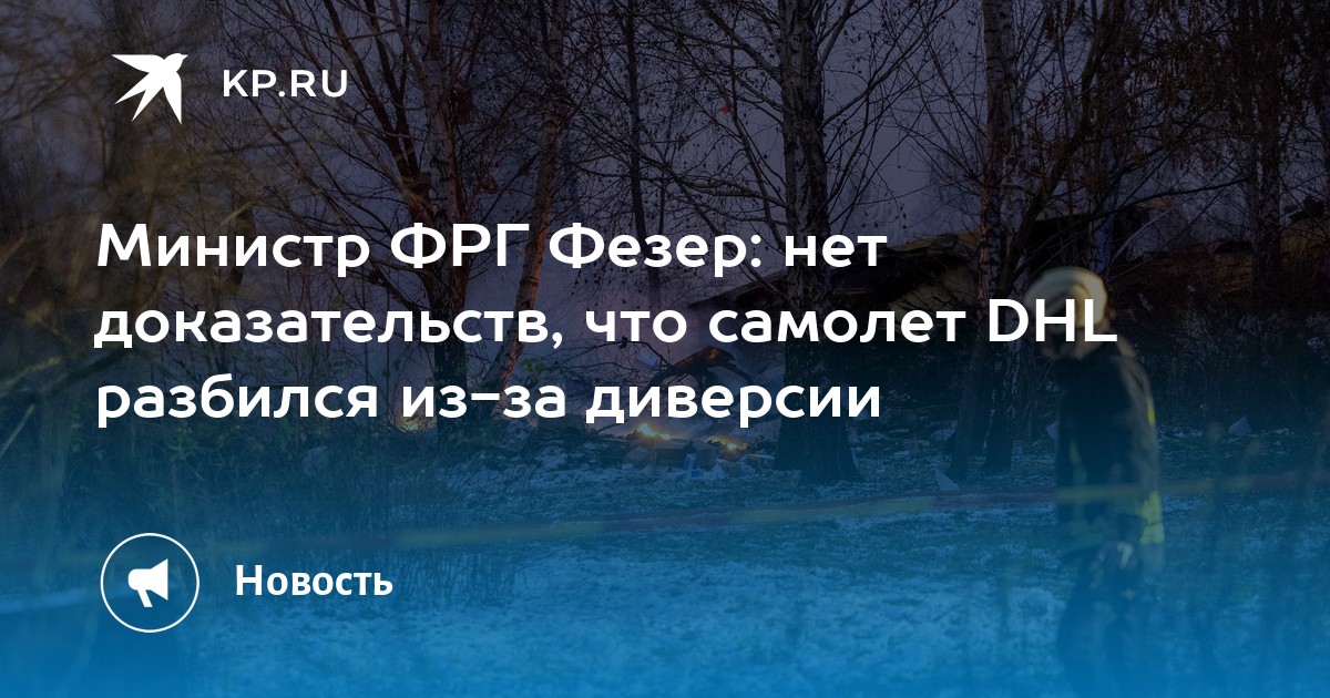 Министр ФРГ Фезер: нет доказательств, что самолет DHL разбился из-за диверсии - KP.RU